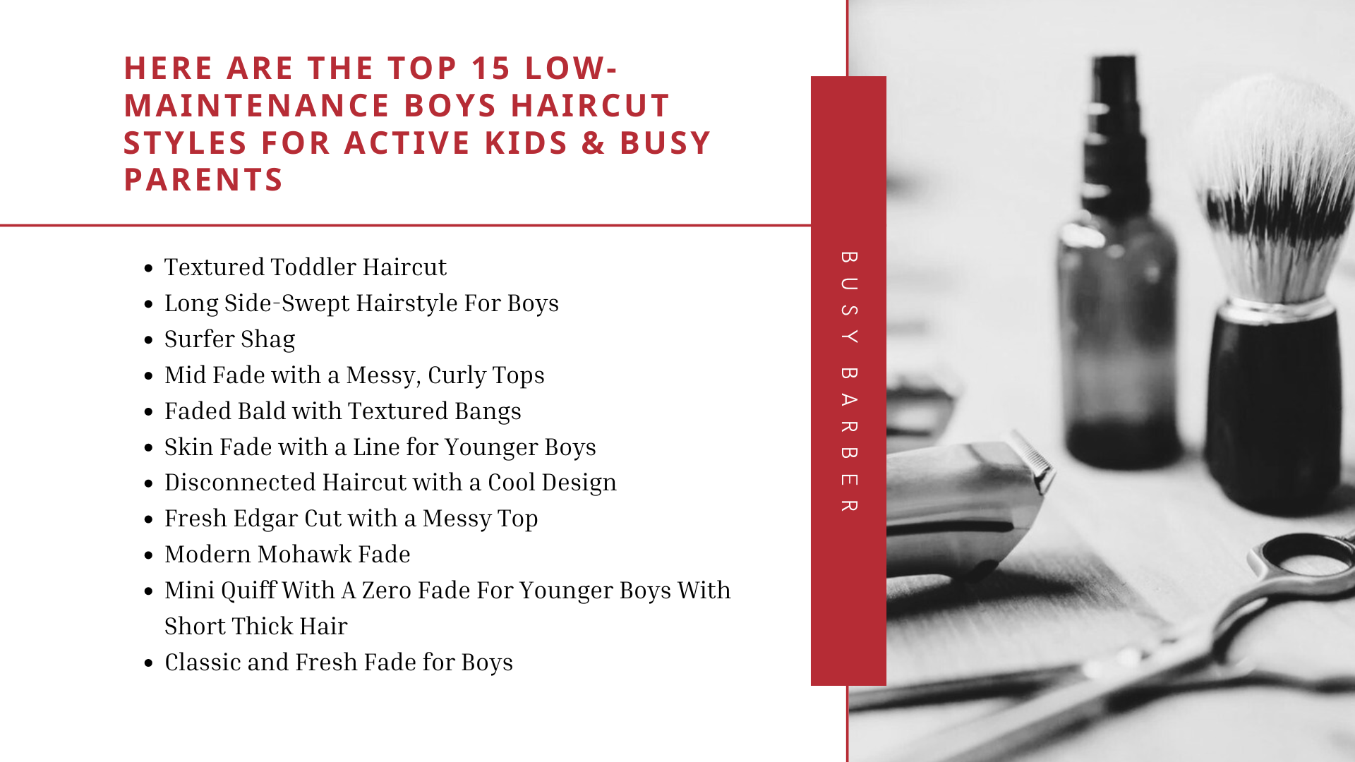Top 12 Low-Maintenance Boys Haircut Styles for Active Kids & Busy ...